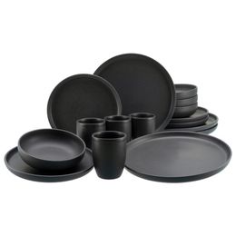 Creatable Kombiservice Uno , Schwarz , Keramik , 16-teilig , Uni , 370 ml,400 ml , Essen & Trinken, Geschirr, Geschirr-Sets, Kombiservice