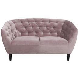 Ambia Home Chesterfield-Sofa , Rosa , Textil , Kautschukholz , massiv , 2-Sitzer , 150x78x84 cm , Wohnzimmer, Sofas & Couches, Sofas, Chesterfield