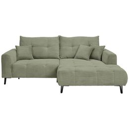 CARRYHOME Ecksofa , Olivgrün , Textil , 2-Sitzer , Füllung: Schaumstoff, Silikon,Schaumstoff, Silikon , Ottomane rechts, L-Form , 250x185 cm ,