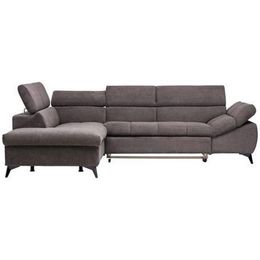 Stylife Ecksofa , Graubraun , Textil , Uni , 4-Sitzer , Ottomane links, L-Form , 279x210 cm , Stoffauswahl, seitenverkehrt erhältlich, Bettfunktion