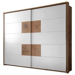 CARRYHOME Schwebetürenschrank , Weiß, Wildeiche , Holzwerkstoff , 3 Fächer , 280x230x65 cm , Schlafzimmer, Kleiderschränke, Schwebetürenschränke