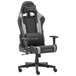 DXRacer Gamingstuhl , Grau, Schwarz , Kunststoff, Textil , Drehkreuz , 67x126x67 cm , Wippmechanik mit Härtegradeinstellung, Sitzfläche 360° drehbar,