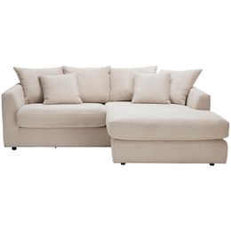 Ecksofa , Beige , Textil , 3-Sitzer , Füllung: Polyester , Ottomane rechts, seitenverkehrt montierbar, L-Form , 235x175 cm , Stoffauswahl, Rücken echt