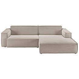 Hom´in Hom`in Ecksofa , Sand , Textil , 4-Sitzer , Ottomane rechts, L-Form , 276x168 cm , Blauer Engel, Goldenes M, Oeko-Tex® Standard 100, DGM-Klimapakt ,