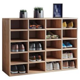 Mid.you Schuhregal , Eiche , Holzwerkstoff , 16 Fächer , 92x67x33 cm , Garderobe, Schuhaufbewahrung, Schuhregale