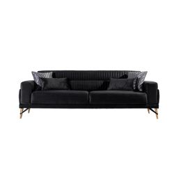 Livetastic 3-Sitzer-Sofa , Schwarz , Textil , Uni , Füllung: Faserbällchen, Polyurethan (PUR),Faserbällchen, Polyurethan (Pur) , 233x77x87 cm ,