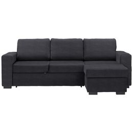 CARRYHOME Ecksofa , Anthrazit , Textil , Uni , 3-Sitzer , Ottomane rechts, seitenverkehrt montierbar, L-Form , 244x157 cm , Schlafen auf Sitzhöhe,