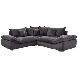 CARRYHOME Ecksofa , Graphit , Textil , 3-Sitzer , Füllung: Schaumstoff , L-Form , 247x247 cm , Stoffauswahl , Wohnzimmer, Sofas & Couches,