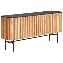 Landscape Sideboard , Schwarz, Akazie , Holz, Metall, Stein , Akazie , Holz , 1 Fächer , 2 Schubladen , 170x80x40 cm , stehend , Wohnzimmer, Kommoden