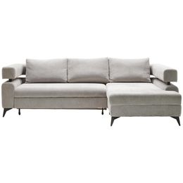 Hom´in Hom`in Ecksofa , Hellgrau , Textil , 4-Sitzer , Füllung: Schaumstoff , Ottomane rechts, L-Form , 265x184 cm , Stoffauswahl, seitenverkehrt erhältlich