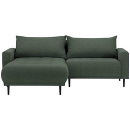 Stylife Ecksofa , Dunkelgrün , Textil , 2,5-Sitzer , Füllung: Schaumstoff , seitenverkehrt montierbar, L-Form , 215x160 cm , Stoffauswahl, Hocker