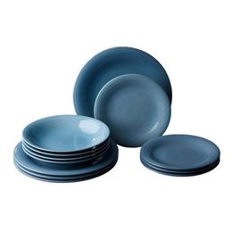 like.Villeroy & Boch Tellerset Color Loop Horizon , Blau , Keramik , 12-teilig , rund , 28x21x28 cm , Essen & Trinken, Geschirr, Geschirr-Sets,