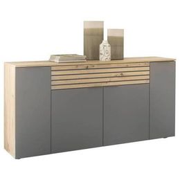 Mid.you Sideboard , Grau, Eiche Artisan , Kunststoff , 4 Fächer , 1 Schubladen , 177x85x37 cm , Made in EU , Beimöbel erhältlich, stehend ,