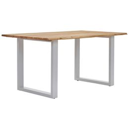 Livetastic Esstisch , Weiß, Akazie , Holz, Metall , Akazie , vollmassiv , Holz , rechteckig , U-Form , 90x76x160 cm , Esszimmer, Tische, Esstische