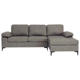 Mid.you Ecksofa , Grau , Textil , 3-Sitzer , Füllung: Schaumstoff , Ottomane rechts, L-Form , 262x135 cm , Wohnzimmer, Sofas & Couches,