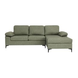 Mid.you Ecksofa , Grün , Textil , 3-Sitzer , Füllung: Schaumstoff , Ottomane rechts, L-Form , 262x135 cm , Wohnzimmer, Sofas & Couches,