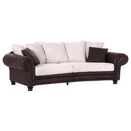 Landscape Chesterfield-Sofa Chalet , Braun, Creme , Textil , 3-4-Sitzer , Füllung: Polyester , 276x81x140 cm , Hocker erhältlich , Wohnzimmer, Sofas &