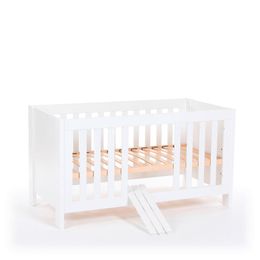 babybay Gitterbett babybay , Weiß , Holz , Buche , 146x80x75 cm , als Beistellbett verwendbar, zum Juniorbett umbaubar, höhenverstellbar, Sitzsofa