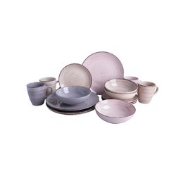 Van Well Kombiservice Royal , Grau, Rosa, Sand, Beige , Keramik , 16-teilig , 450 ml , 29.5x28.5x28 cm , Essen & Trinken, Geschirr, Geschirr-Sets,