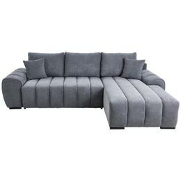 CARRYHOME Ecksofa , Dunkelgrau , Textil , Buche , massiv , 3-Sitzer , Füllung: Polyester , seitenverkehrt montierbar, L-Form , 275x180 cm ,