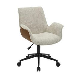 Venda Drehstuhl , Braun, Beige , Metall, Textil , Drehkreuz , 66x82-92x62 cm , Sitzfläche 360° drehbar , Arbeitszimmer, Bürostühle, Drehstühle