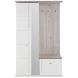 Hom´in Hom`in Garderobe , Grau, Pinien , Holzwerkstoff , 3-teilig , 123x196.7x38.5 cm , Garderobe, Garderoben-Sets