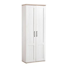 Xora Garderobenschrank , Weiß , Holzwerkstoff , 4 Fächer , 76x200x38 cm , Garderobe, Garderobenschränke, Garderobenschränke