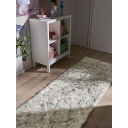 benuta Pop Waschbarer Hochflor Shaggyteppich Nanuk Schwarz/Weiß 80x240 cm - Bettvorleger für Schlafzimmer