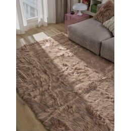benuta Pop Waschbarer Hochflor Shaggyteppich Nanuk Beige 60x120 cm - Bettvorleger für Schlafzimmer