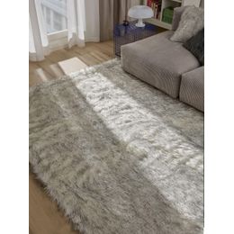 benuta Pop Waschbarer Hochflor Shaggyteppich Nanuk Schwarz/Weiß 60x120 cm - Bettvorleger für Schlafzimmer