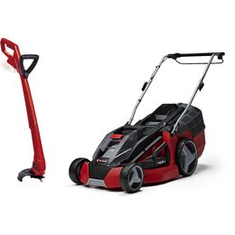 Akku-Rasenmäher Einhell "»GE-CM 43+GC-CT 18/24 P«", rot (schwarz, rot), B:139cm H:90cm T:48cm, Rasenmäher, Inkl. 2x 4Ah Akkus und 2 Ladegeräte