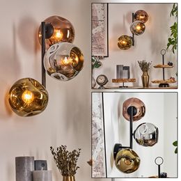 hofstein Ripoll Wandleuchte Glas 15 cm Chrom, Gold, Kupferfarben, Rauchfarben, 3-flammig