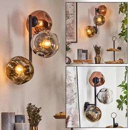 hofstein Ripoll Wandleuchte Glas 15 cm Chrom, Gold, Klar, Kupferfarben, Rauchfarben, 3-flammig