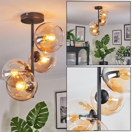 hofstein Koyoto Deckenleuchte Glas 15 cm Bernsteinfarben, Klar, 4-flammig