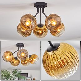 hofstein Koyoto Deckenleuchte Glas 15 cm Gold, Klar, 5-flammig