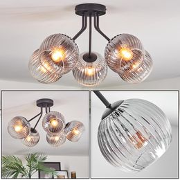 hofstein Koyoto Deckenleuchte Glas 15 cm Klar, Rauchfarben, 5-flammig