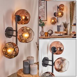 hofstein Ripoll Wandleuchte Glas 15 cm Klar, Kupferfarben, 3-flammig