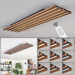 hofstein Tandragee Deckenleuchte LED Holzoptik, Schwarz, 1-flammig, Fernbedienung