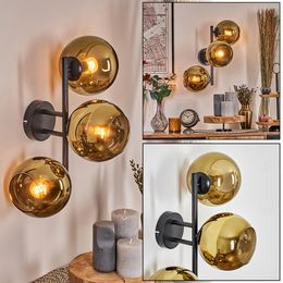 hofstein Koyoto Wandleuchte Glas 15 cm Gold, 3-flammig