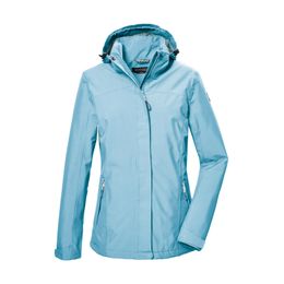 Outdoorjacke Killtec "KOS 26 WMN JCKT", Damen, Gr. 36, blau (hellblau), Oberstoff: 100% Polyester, Futter: 100% Polyester (recycelt), sportlich, Jacken, Wasserdicht, atmungsaktiv, abnehmbare Kapuze, recyceltes Material