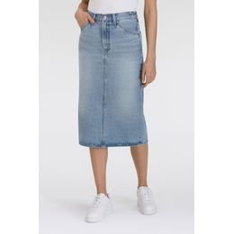 Levi's Jeansrock LEVI'S "HR BACK SLIT SKIRT", Damen, Gr. 26, riveting clean hem, Web, Obermaterial: 100% Baumwolle, unifarben, casual, slim fit kniebedeckend, Röcke, mit Schlitz hinten