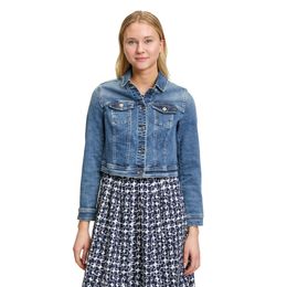 Jeansjacke Vera Mont "Vera Mont Jeansjacke mit Waschung", Damen, Gr. 36, blau, Denim/Jeans, Obermaterial: 98% Baumwolle, 2% Elasthan., feminin, figurumspielend, Langarm, Jacken