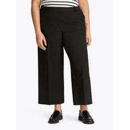 Culotte Tommy Hilfiger Curve "CRV LW BI-STRETCH WIDE CROP PNT", Damen, Gr. 46, N-Gr, schwarz, Web, Obermaterial: 65% Polyester, 28% Viskose, 7% Elasthan, unifarben, casual, weit knöchellang, Hosen, in Großen Größen, cropped, Logostickerei