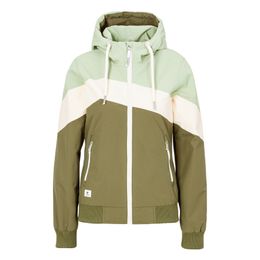 Funktionsjacke Ragwear "NUGGIE OMBRE O", Damen, Gr. L (40), olive colorblock, Web, Obermaterial: 100% Polyester, kontrastfarbene Details, colorblocking, casual, figurbetont, Langarm Rippbündchen, Jacken, Übergangsjacke aus wasserabweisendem Material