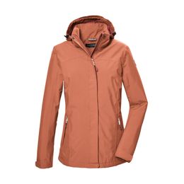 Outdoorjacke Killtec "KOS 26 WMN JCKT", Damen, Gr. 40, rot (lachs), Oberstoff: 100% Polyester, Futter: 100% Polyester (recycelt), sportlich, Jacken, Wasserdicht, atmungsaktiv, abnehmbare Kapuze, recyceltes Material