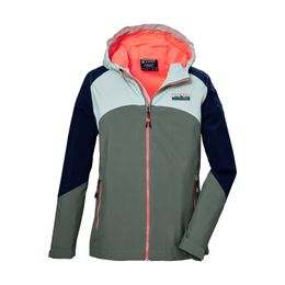 Funktionsjacke Killtec "KOS 150 GRLS JCKT", Kinder, Gr. 128, grün (olivgrün), Oberstoff: 100% Polyester, Futter: 100% Polyester, sportlich, Jacken, Wind- und wasserdichte Kinderjacke mit verstellbarer Kapuze, PFAS-frei