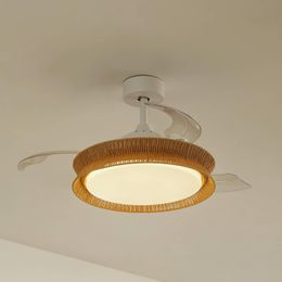 LUCANDE LED-Deckenventilator Lineta, weiß, Seil, Ø103cm, CCT