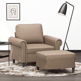 vidaXL Sessel Mit Hocker 60 Cm Kunstleder | Farbe: Cappuccino