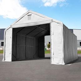 TOOLPORT 6x8m Zelthalle, PRIMEtex-Plane, grau, mit Statik (Erduntergrund) - (48672)