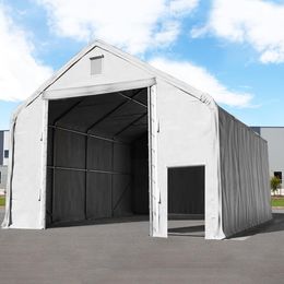 TOOLPORT 8x8m Zelthalle, PRIMEtex-Plane, grau, mit Statik (Erduntergrund) - (48678)